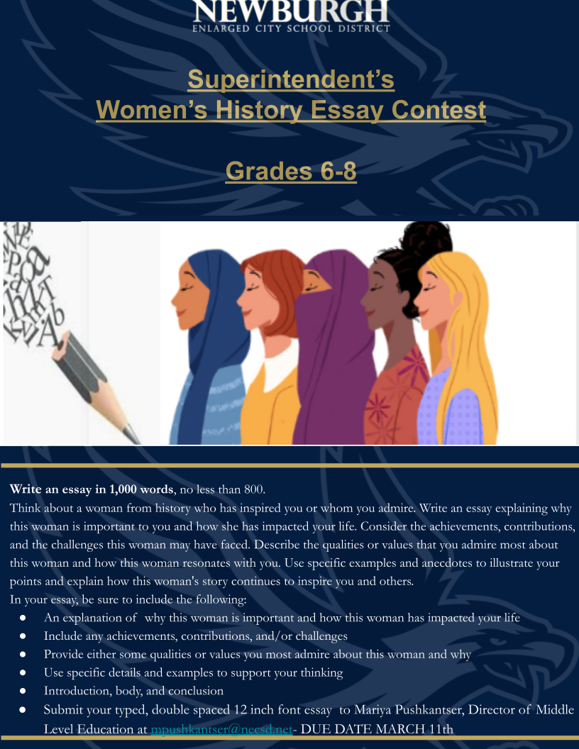 Superintendent's Essay Contest | Women's History Month- News - NECSD