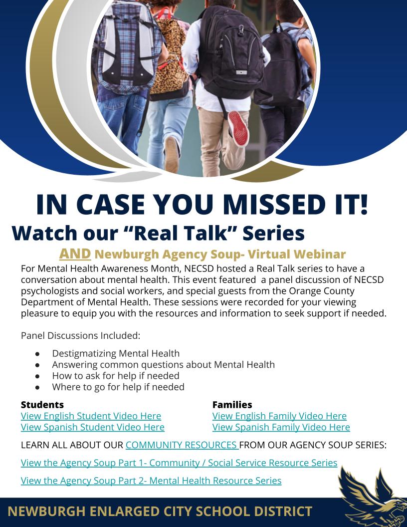 ICYMI: Watch our “Real Talk” Series AND Newburgh Agency Soup - Virtual ...